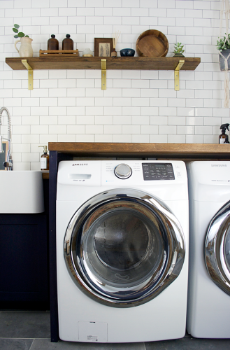 Modern Navy Laundry Room Reveal - BREPURPOSED