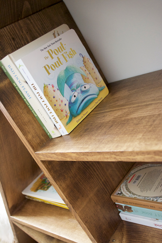 DIY Bookcase with Angled Shelves - BREPURPOSED